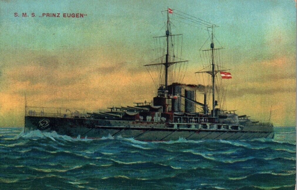 Postcard Austro-Hungarian Navy SMS Prinz Eugen Battleship c1910s ...