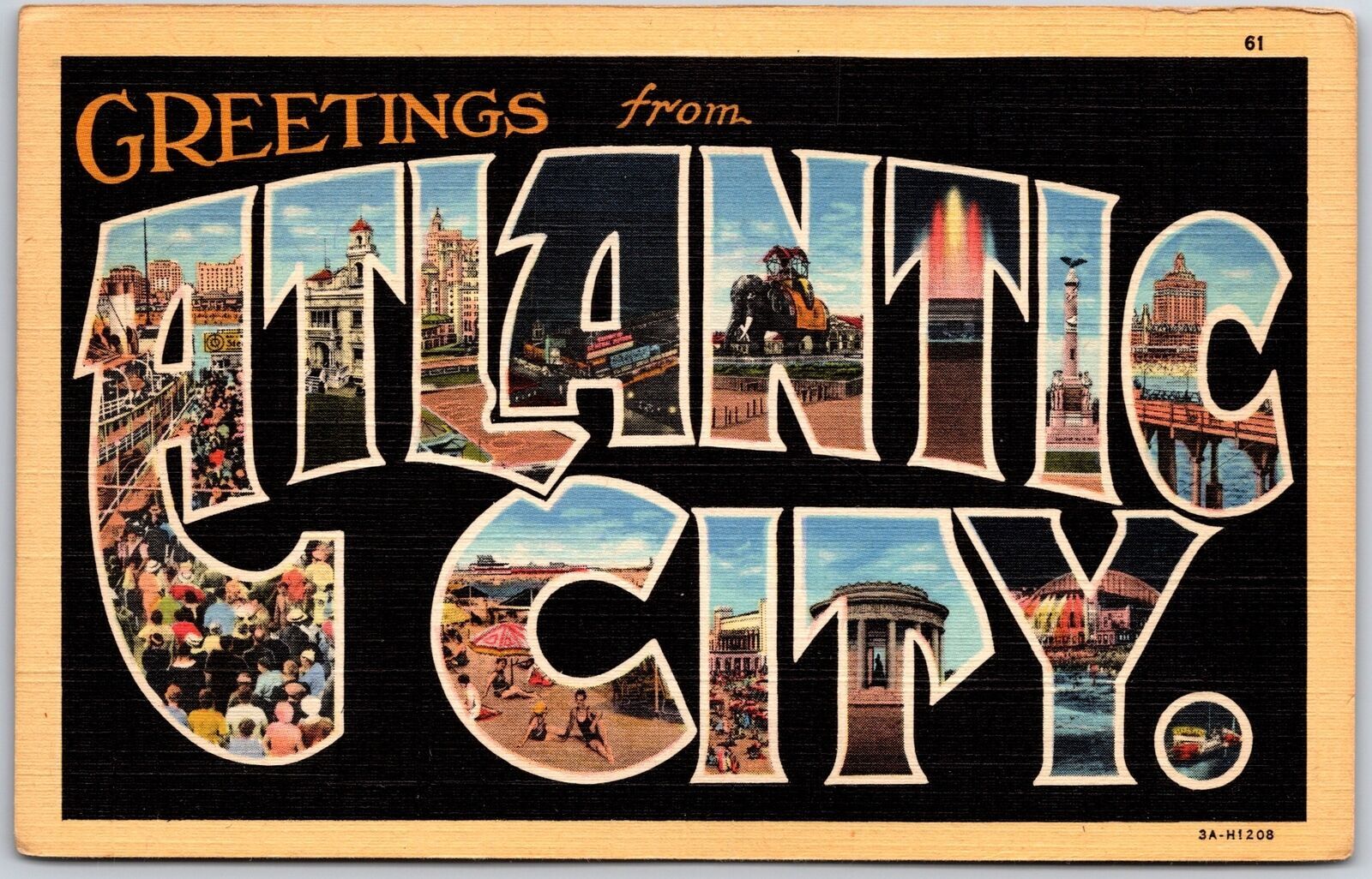 Atlantic City New Jersey NJ, Greetings, Big Letters, Boardwalk, Piers ...
