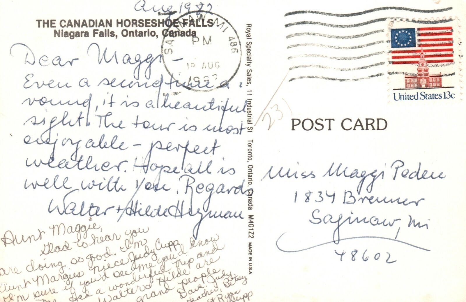 Vintage Postcard 1993 The Canadian Horseshoe Falls Niagara Falls ...