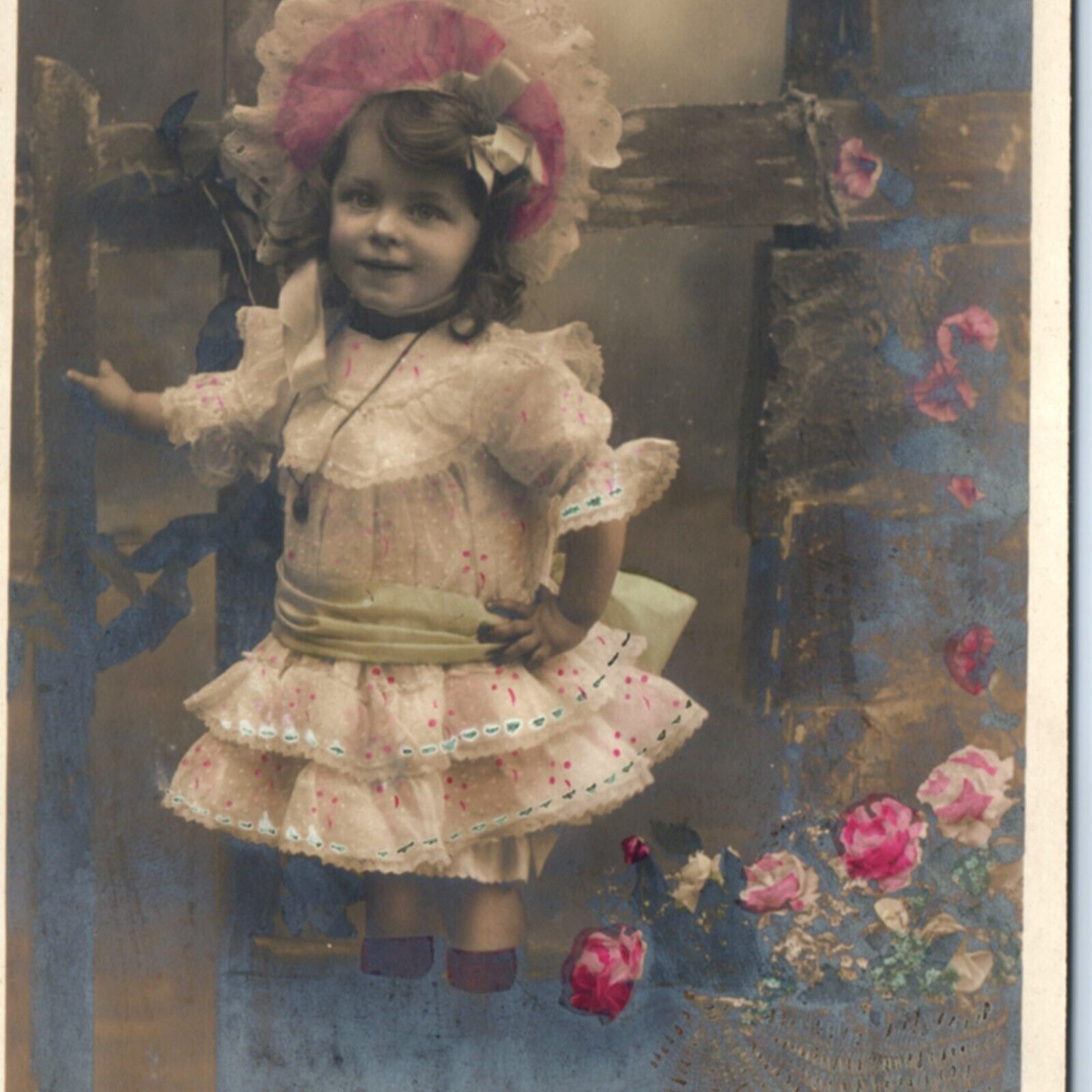 c1900s French Adorable Little Girl RPPC Hand Colored Cute Kid Real ...