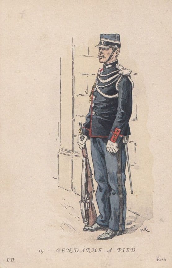 Gendarme A Pied Paris Soldier Antique Uniform French Military Postcard ...