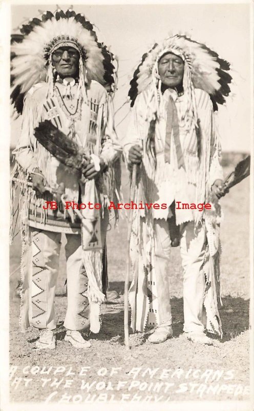 Native American Indians, RPPC, Chiefs in Costume, Wolf Point Montana ...