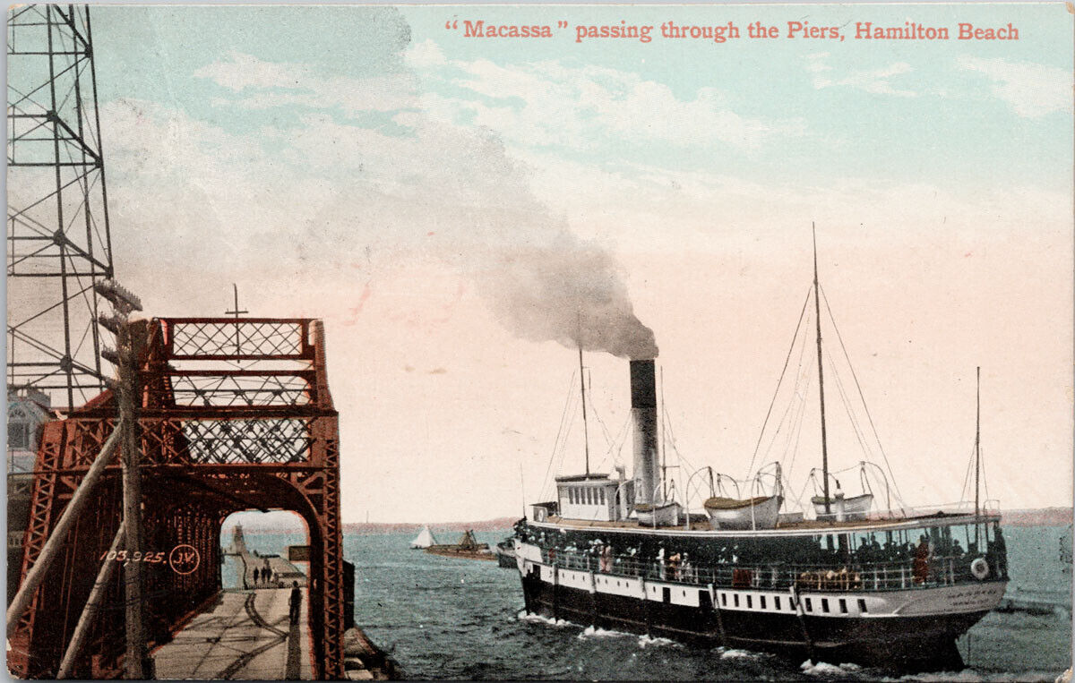 SS 'Macassa' Ship Hamilton Beach Ontario Hamilton Beach Cancel Postcard ...