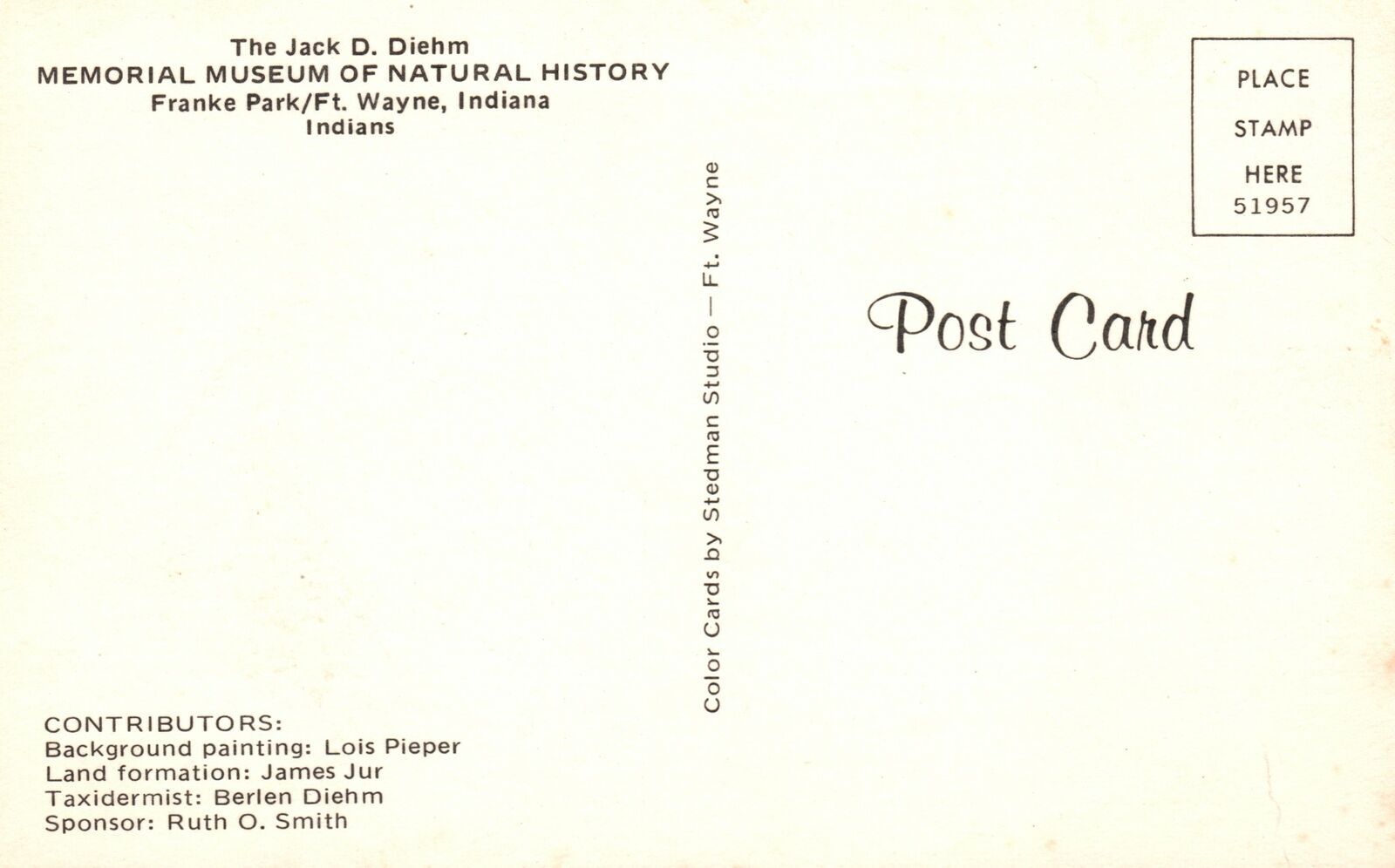 Vintage Postcard The Jack D. Heim Memorial Museum Natural Beauty Wayne ...