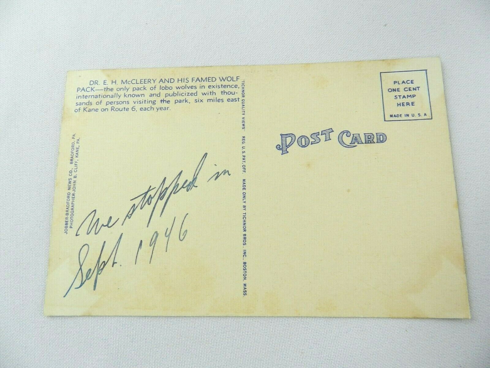 Vintage Postcard Dr. E.H. McCleery & His Famed Wolf Pack Kane ...