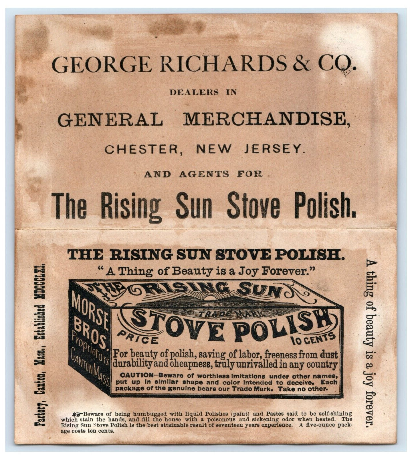 1880s Folder Comparison Rising Sun Stove Polish Geo. Richards & Co. #6B ...