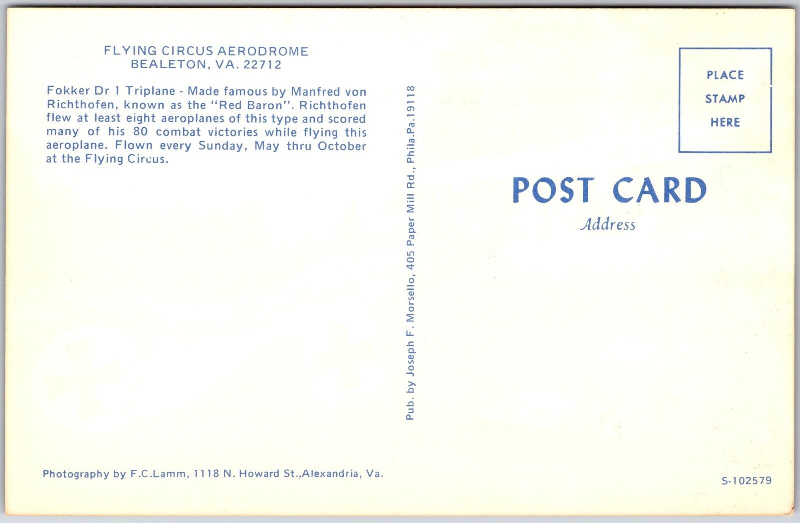 Flying Circus Aerodrome Bealeton, Virginia Fokker Dr I Triplane Manfred ...