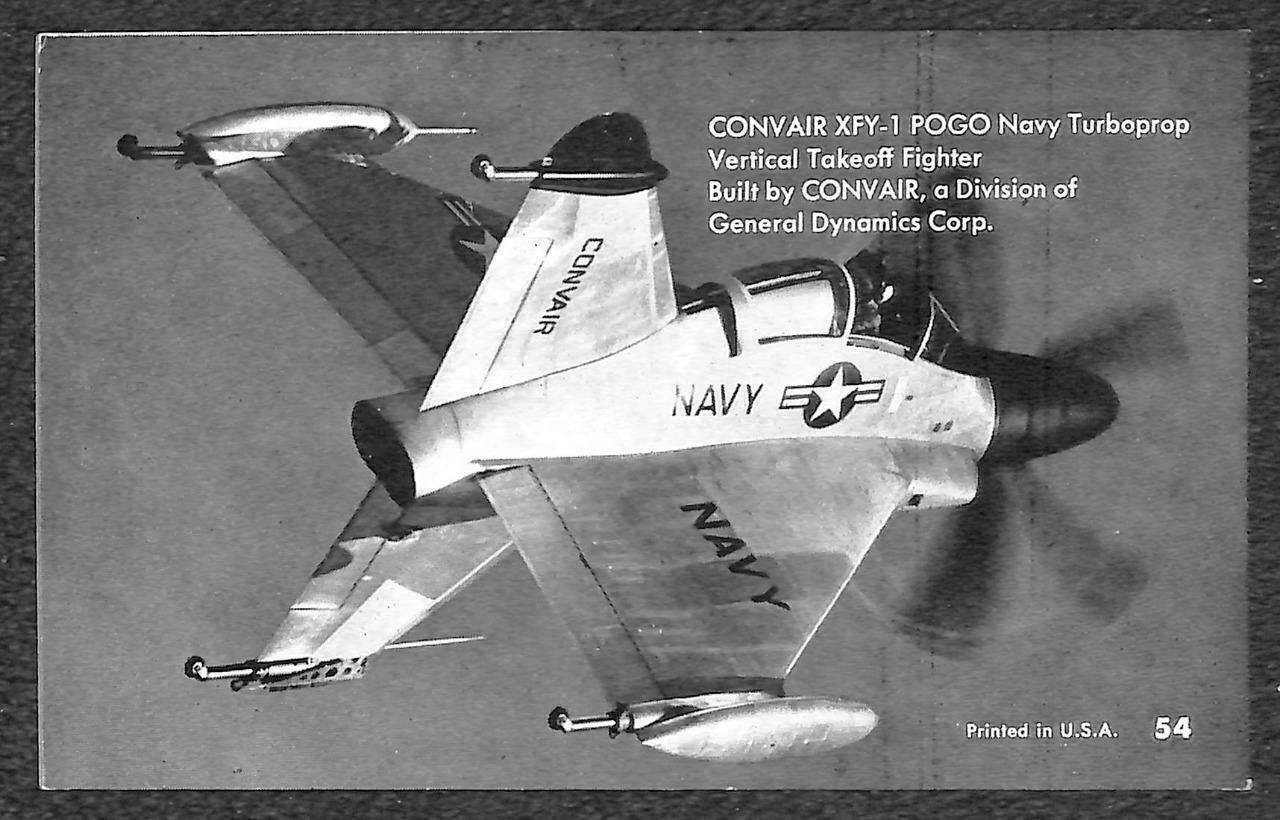 Aviation Military Convair Xfy-1 Pogo Navy Turboprop Mutoscope Postcard ...