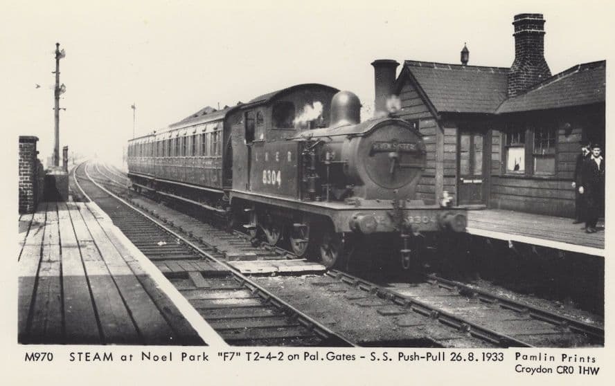 LNER Steam Train at Noel Park Wood Green Station Railway Postcard ...