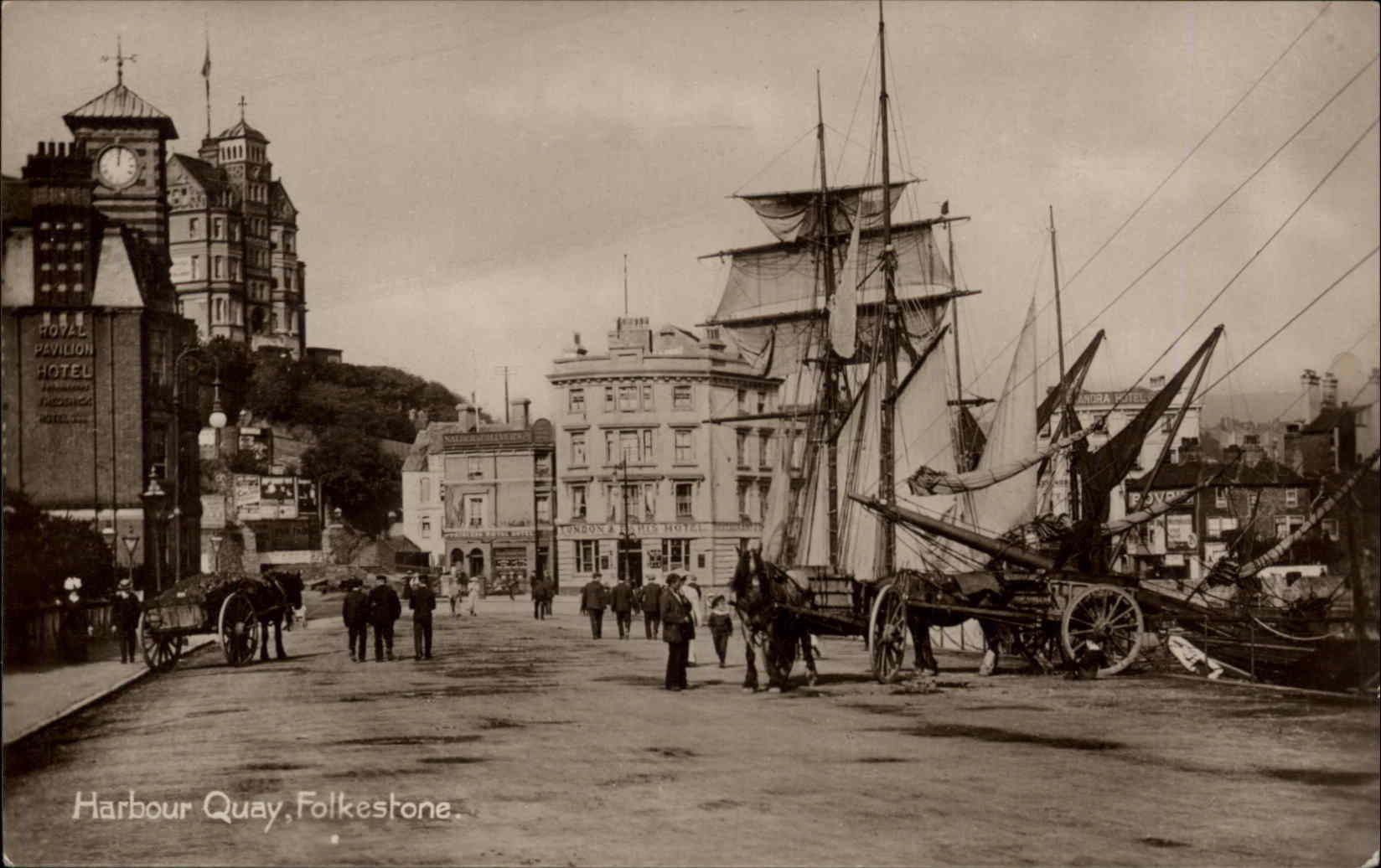 Folkestone Kent Harbour Quay Street Scene Real Photo Vintage Postcard ...