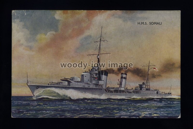nb0170 - Royal Navy Warship - HMS Somali - postcard by Bernard W Church ...
