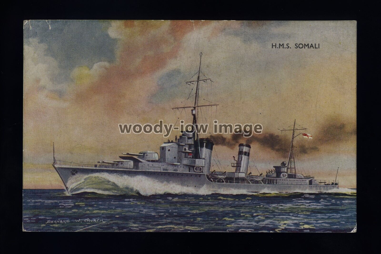 nb0170 - Royal Navy Warship - HMS Somali - postcard by Bernard W Church ...