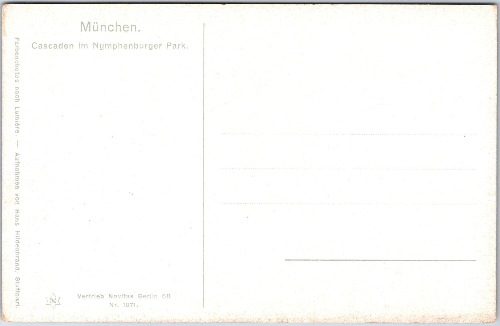 Vintage Postcard the Cascades at Nymphenburger Park in Munich Germany ...