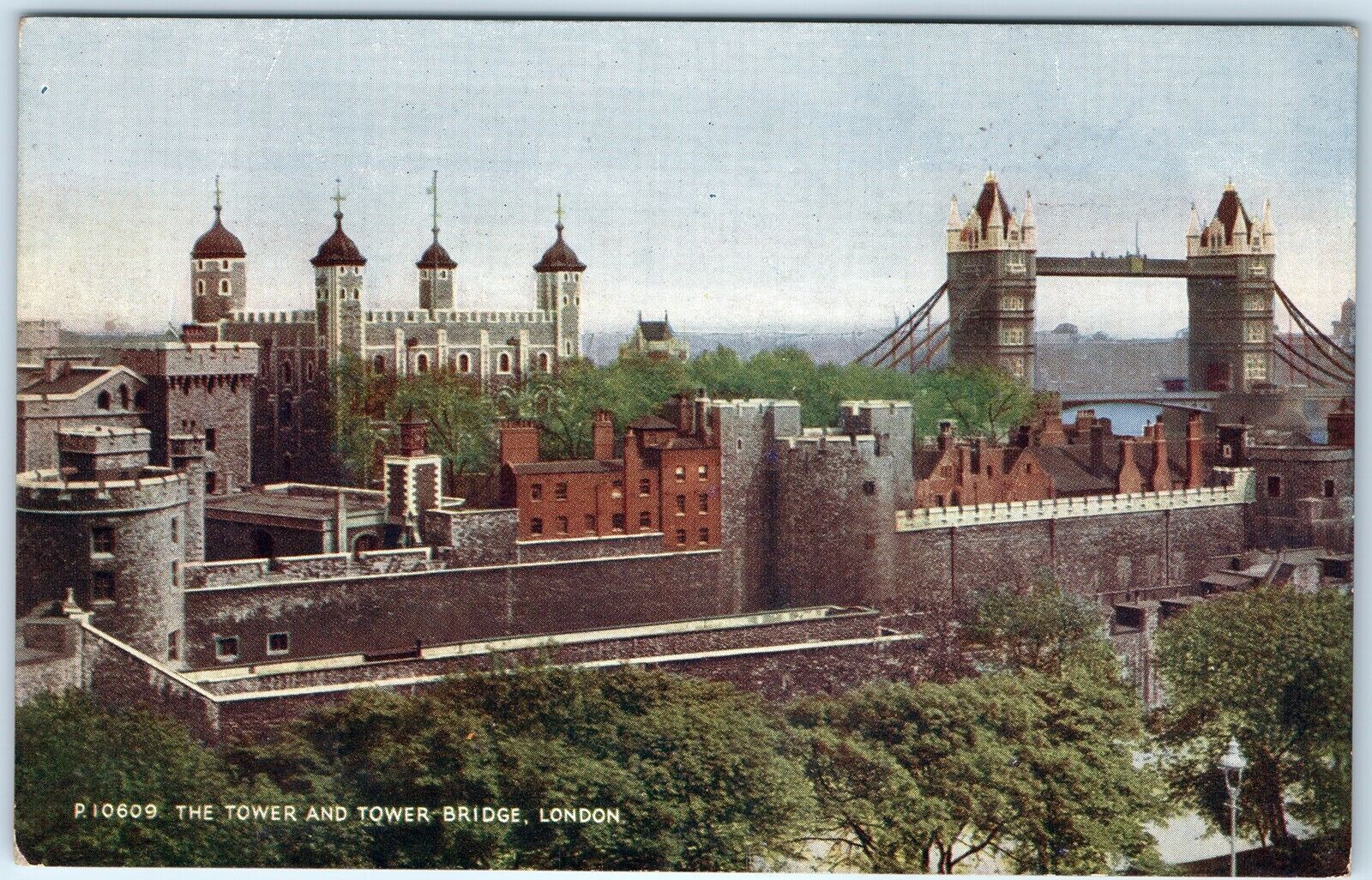 c1910s London, England Tower of London Castle Tower Bridge Thames River ...