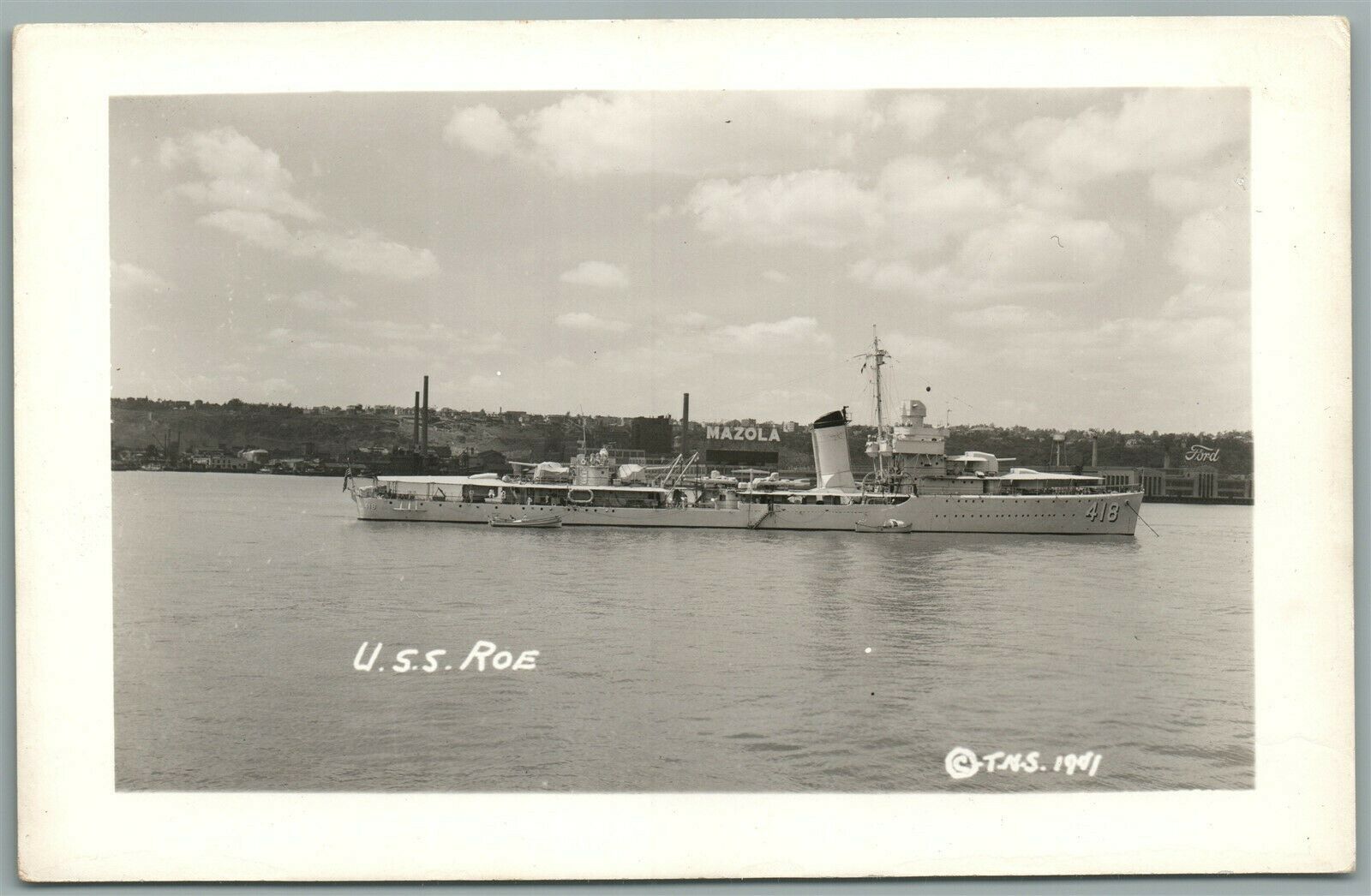 Military Ship USS ROE Vintage Real Photo Postcard Rppc | Topics ...