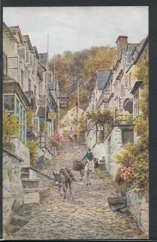 Devon Postcard - Clovelly High Street - Artist A.R.Quinton RS9082 ...