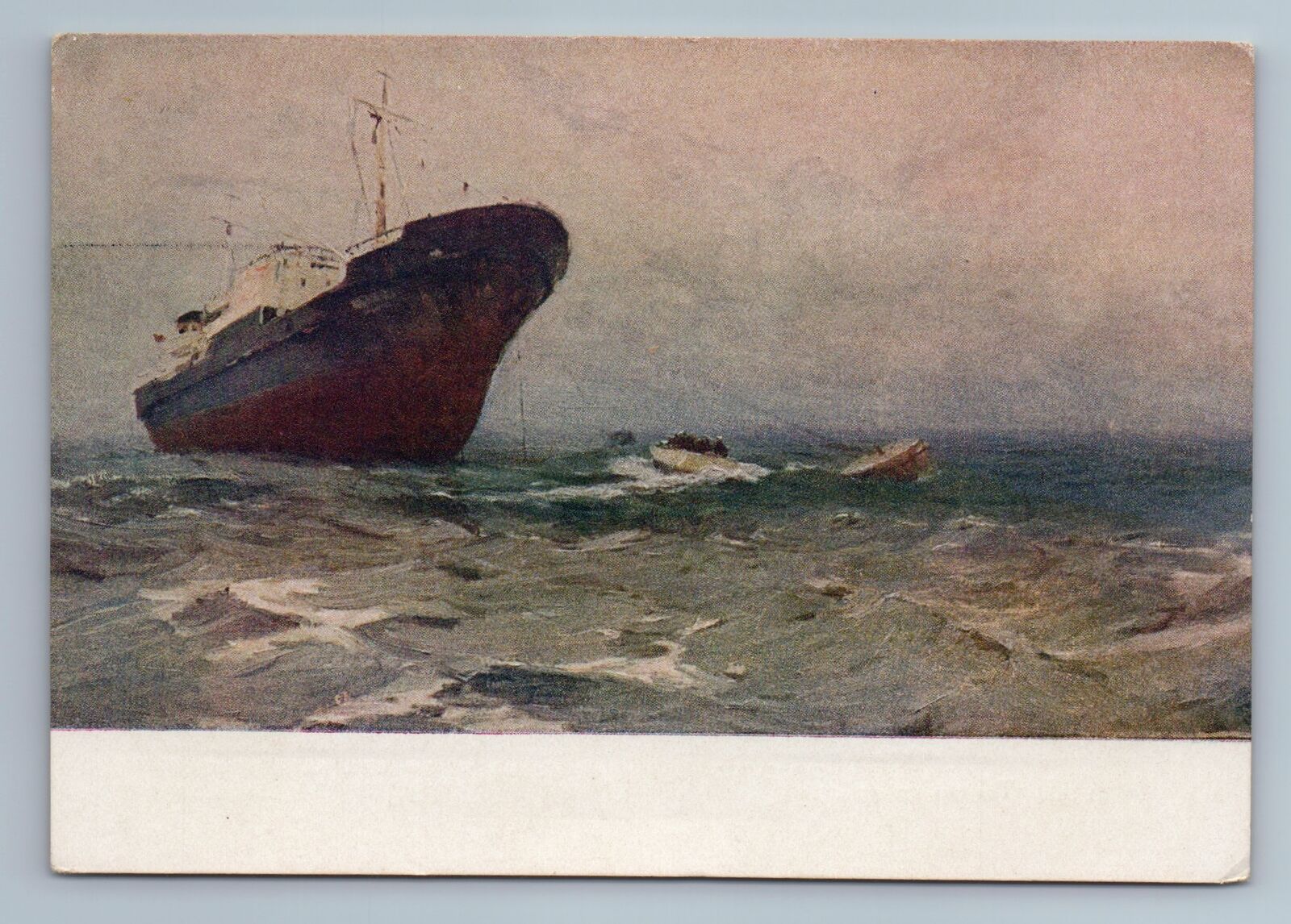 1957 CARGO TANK SHIP BOAT in Sea Seascape Oil tanker Soviet USSR ...