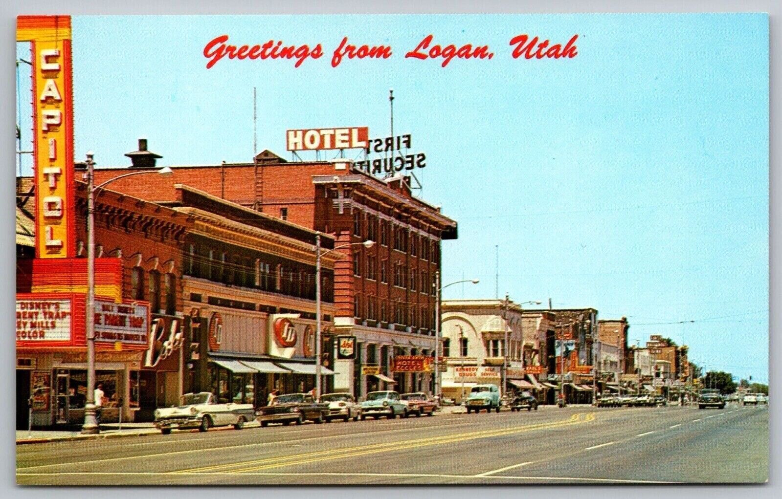 Greetings Logan Utah Main Street View Old Cars Signs Cache Valley VNG ...