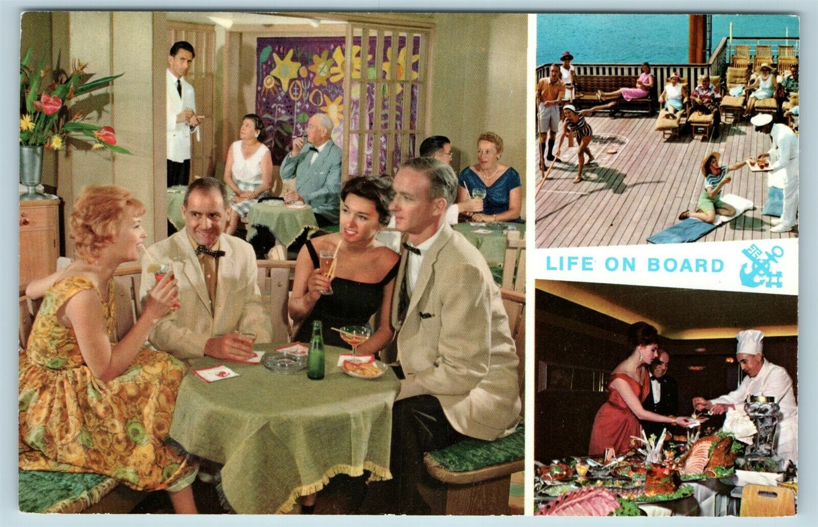 Postcard North German Lloyd Lines Steamer Ships Life On Board Multiview ...