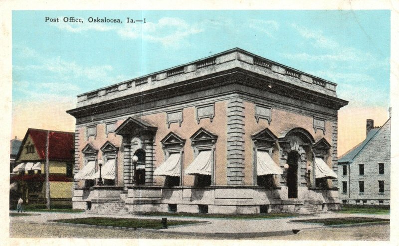 Vintage Postcard 1920's City Post Office Building Oskaloosa Iowa ...