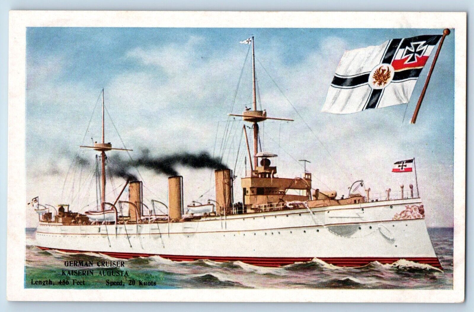 Postcard German Cruiser Kaiserin Augusta Navy World War II 1910 Vintage ...