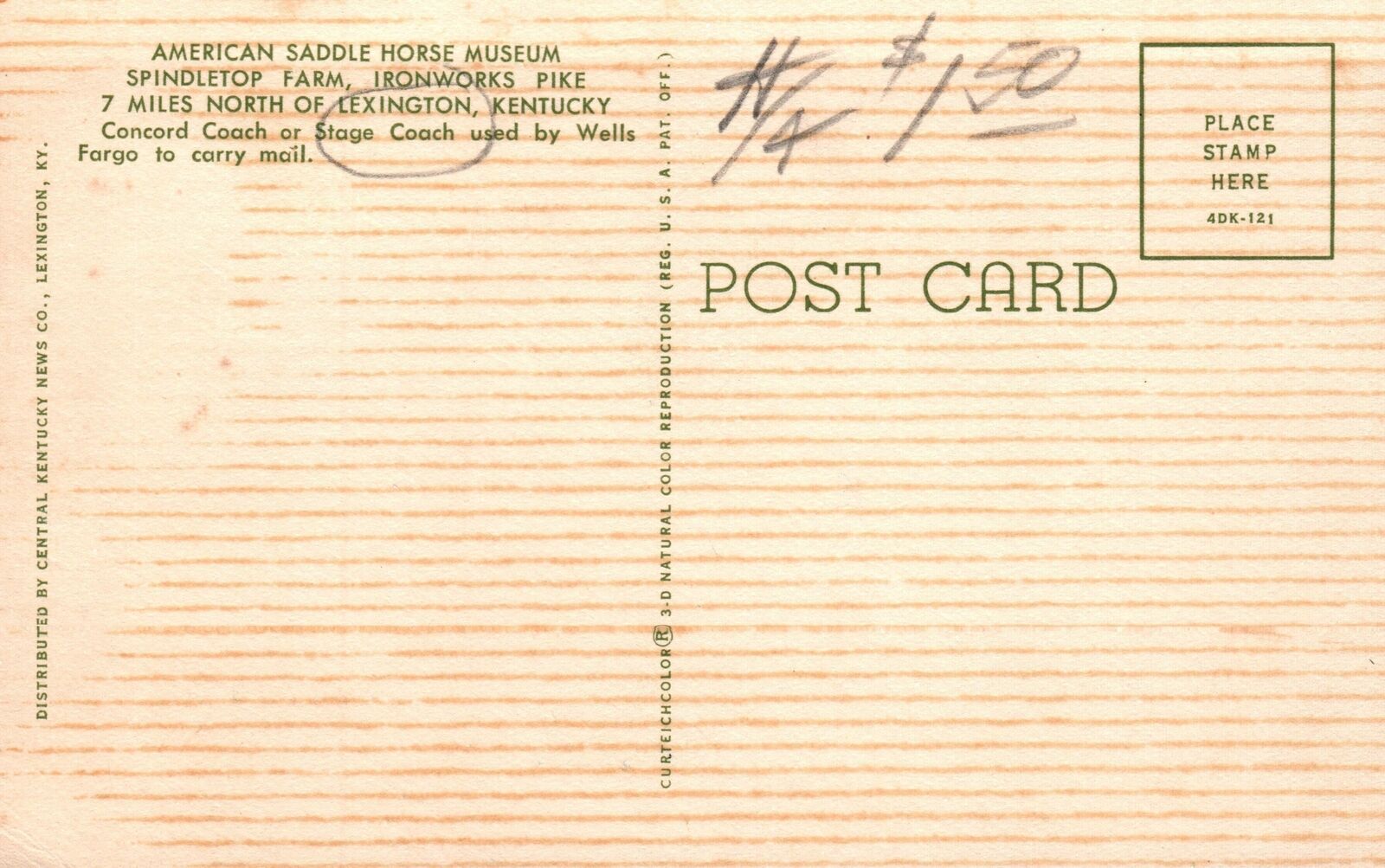 Vintage Postcard American Saddle Horse Museum Ironworks Pike Lexington ...