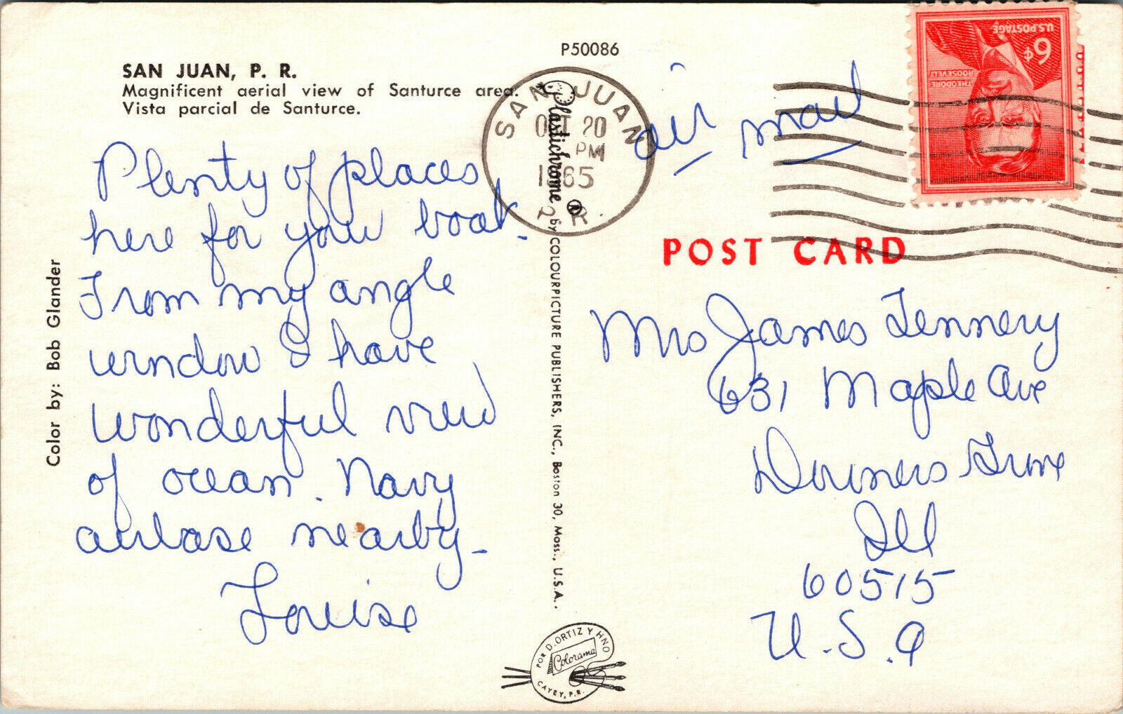 Vtg 1960s San Juan Puerto Rico Aerial View Santurse Chrome Postcard ...