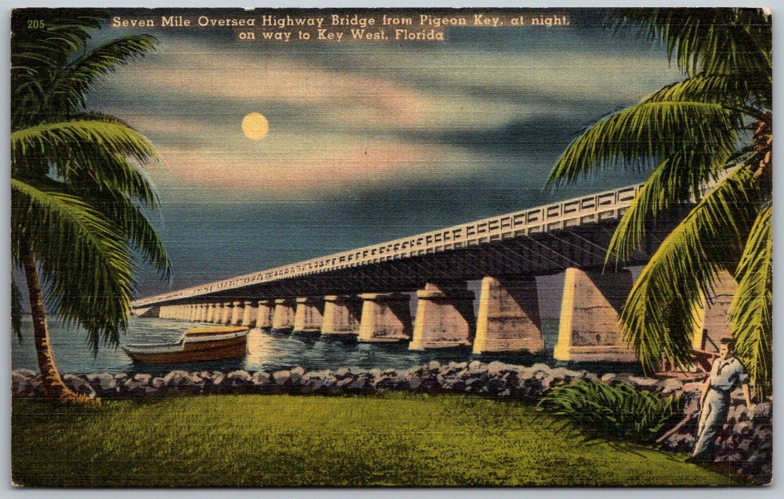 Key West Florida 1940s Postcard Seven Mile Overseas highway Bridge ...