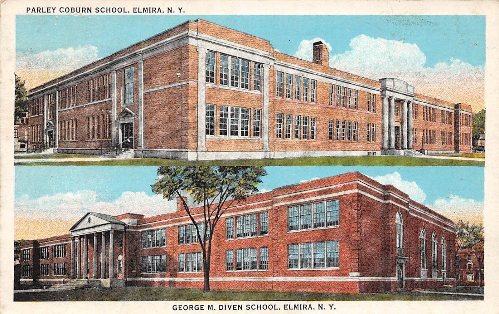 New York NY Postcard ELMIRA Chemung County '41 GEORGE DIVEN SCHOOL ...