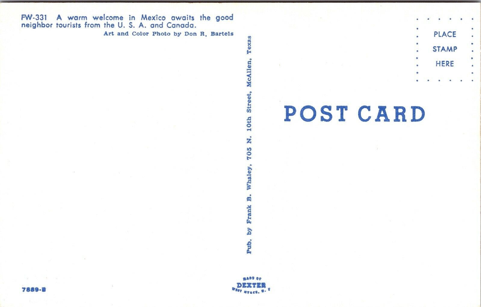 Mexico Bienvenidos Country Map Postcard Dexter VTG UNP US Ports Vintage ...