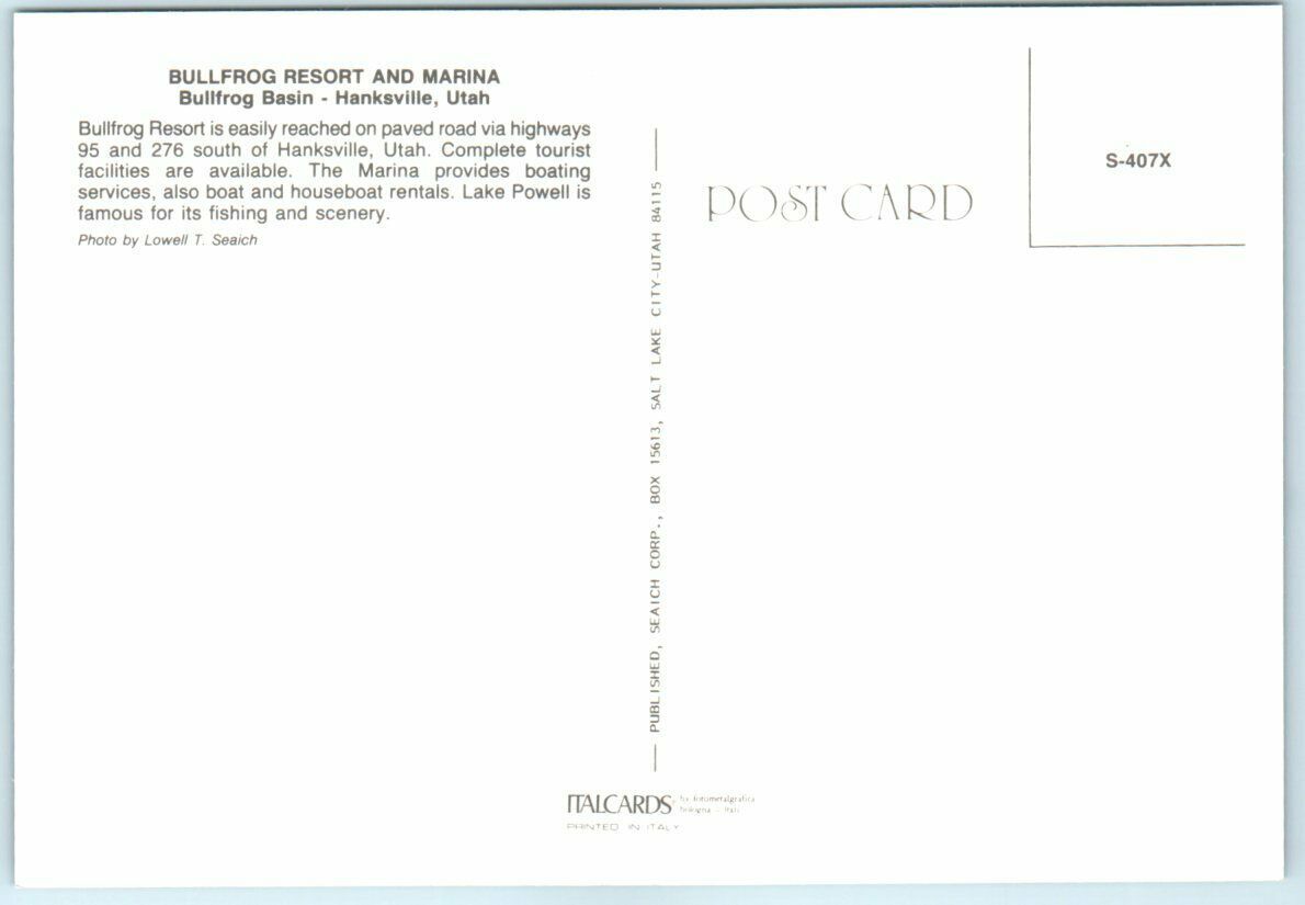 Postcard - Bullfrog Resort and Marina, Bullfrog Basin - Hanksville ...