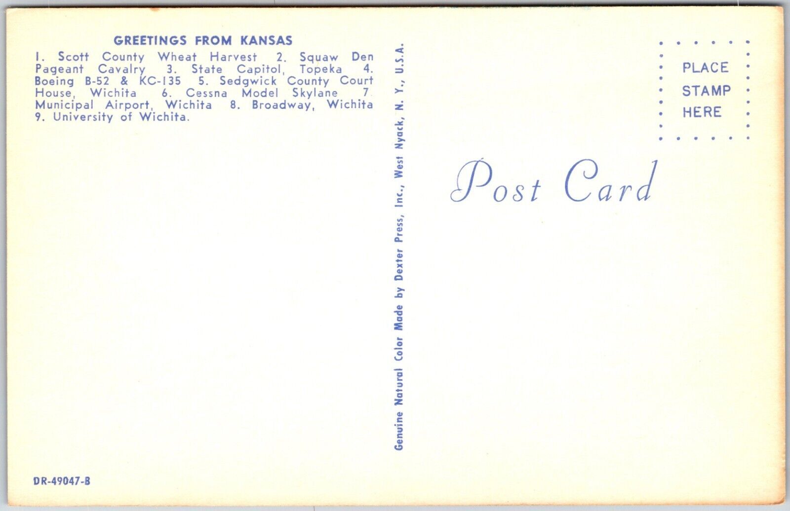 Kansas State Map Multi View Topeka, Airplanes, Wheat Harvest, Vintage ...