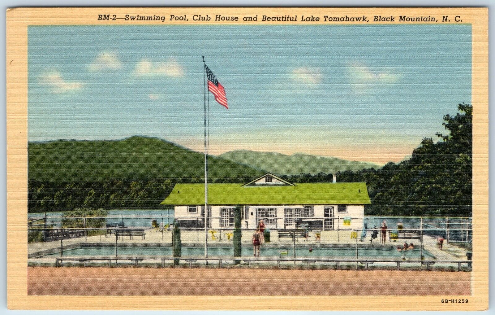 1946 Black Mountain, NC Club House Swimming Pool Lake Tomahawk PC UNP ...