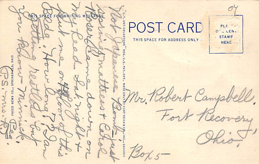 City Hospital & Nurses' Home Springfield, Ohio, USA Writing on back ...