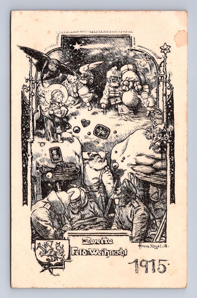 Santa Claus Soldiers Germany WW1 Feldpost 17 Christmas Vogel WW1 ...
