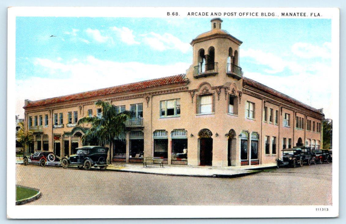 MANATEE, Florida FL ~ Arcade POST OFFICE Street Scene ca 1920s Postcard ...