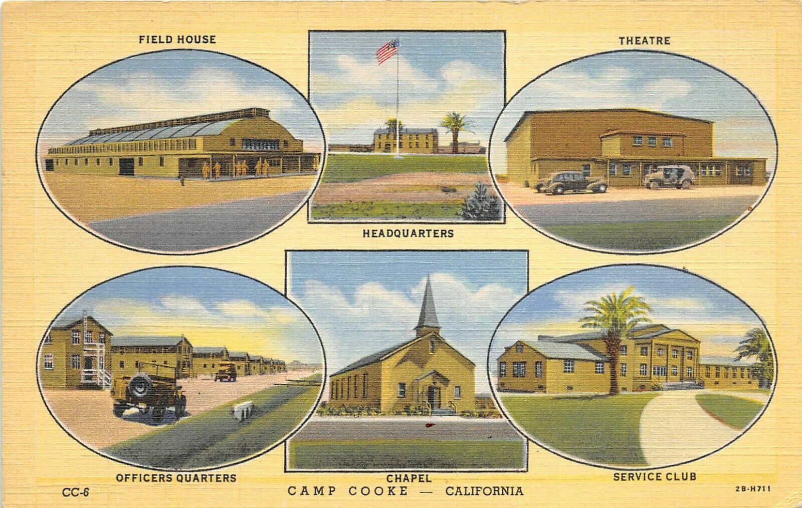 Camp Cooke Vandenburg California 1940s WWII Postcard Multiview Theatre ...
