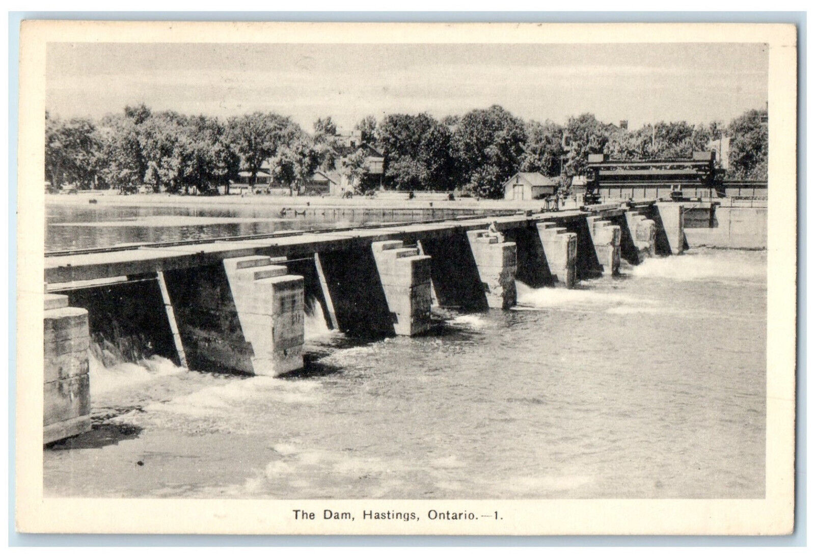 1941 Water Flowing at The Dam Hastings Ontario Canada Vintage Posted ...