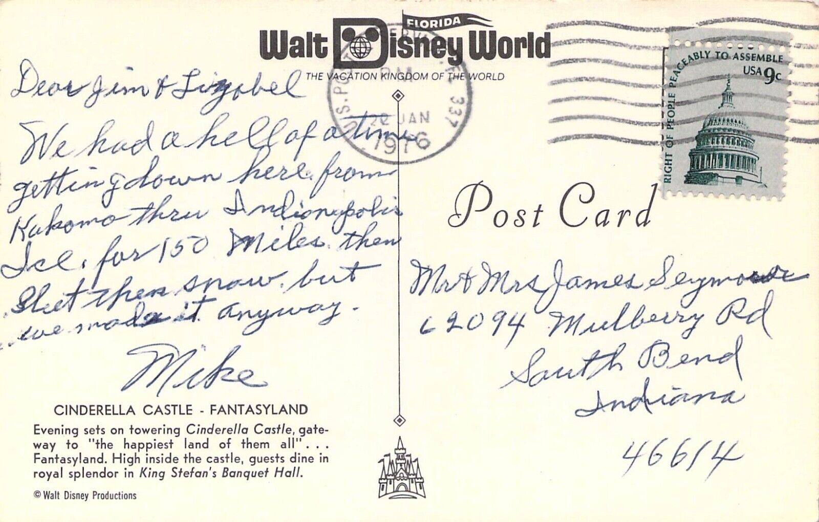 Walt Disney World, 1976, MSG, Cinderella Castle, Old Postcard | Other ...