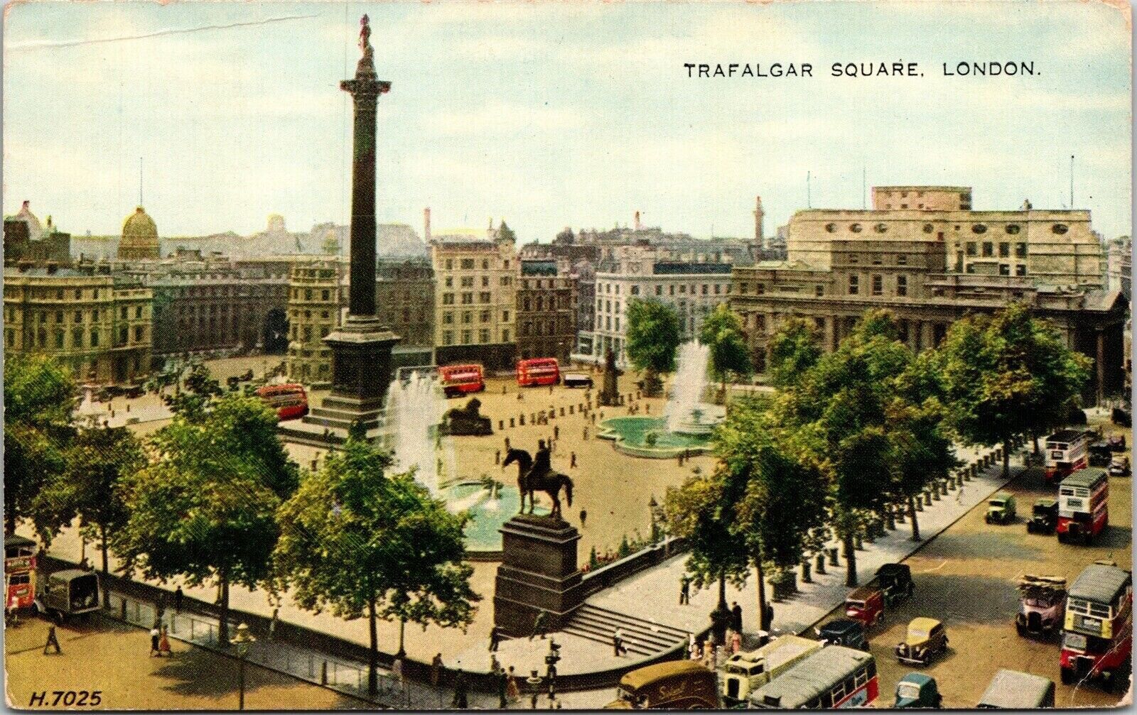 Trafalgar Square London Birds Eye View Old Cars Fountains Statue PM ...