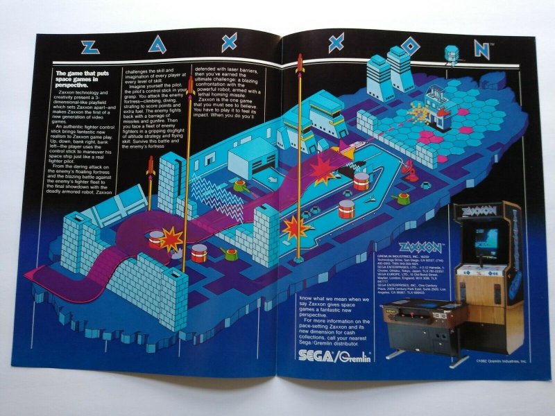 Zaxxon Arcade Flyer Original Foldout Retro Video Game Art Sci-Fi Space ...