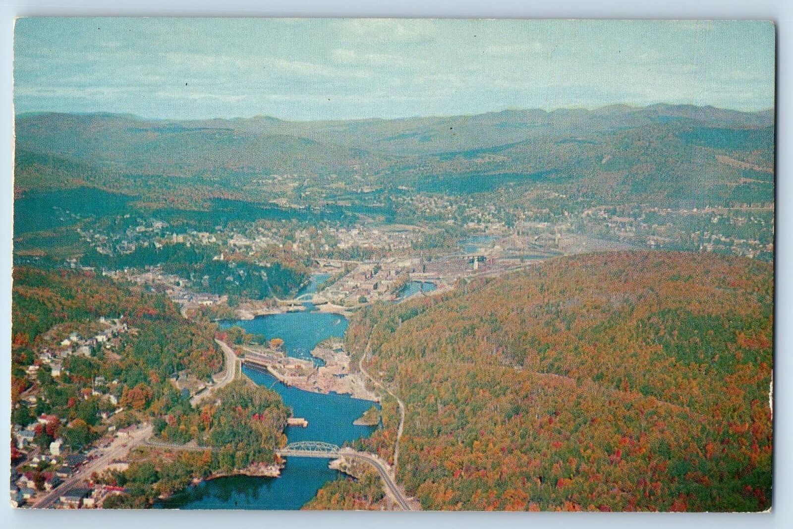 Rumford Maine ME Postcard Air View Area With Androscoggin River c1960s ...