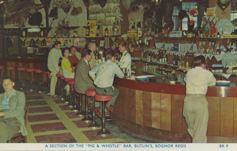 Pig & Whistle Bar Butlins Holiday Camp Bognor Visitor 1960s Postcard ...