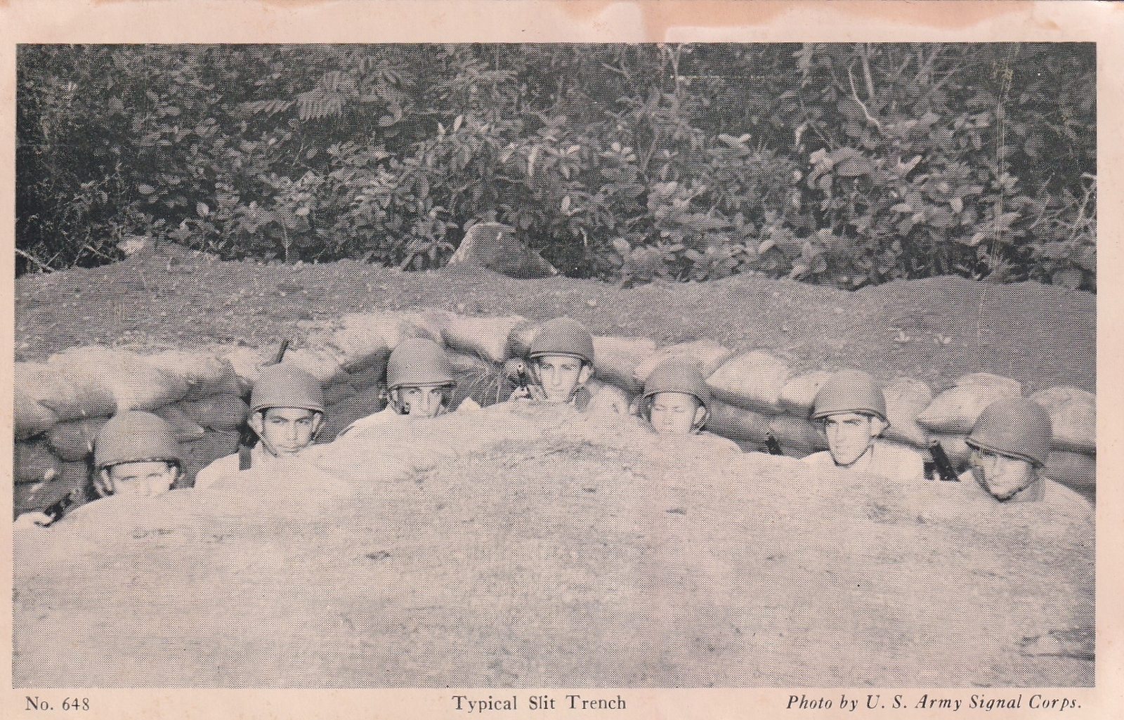 U. S. Army Signal Corp. Typical Slit Trench No. 648 WWII Postcard C21 ...