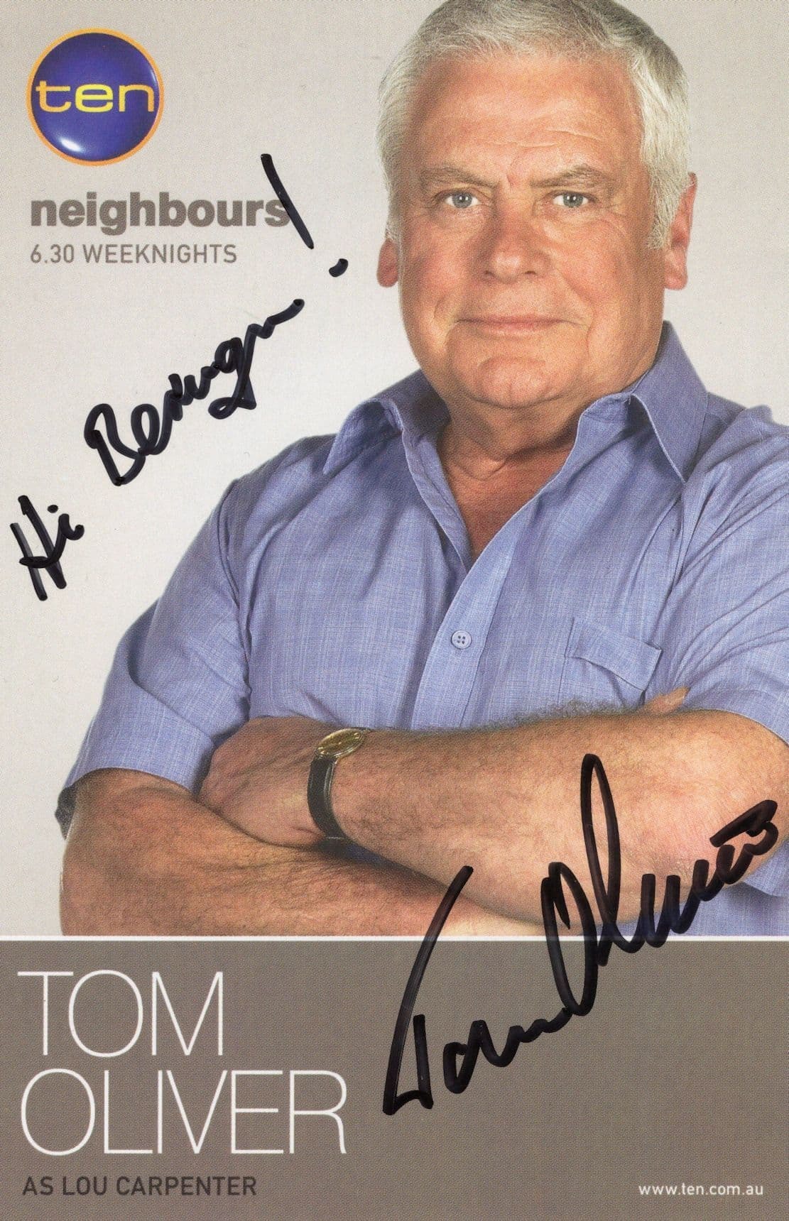 Tom Oliver as Lou Carpenter Neighbours Hand Signed Cast Photo | Topics ...