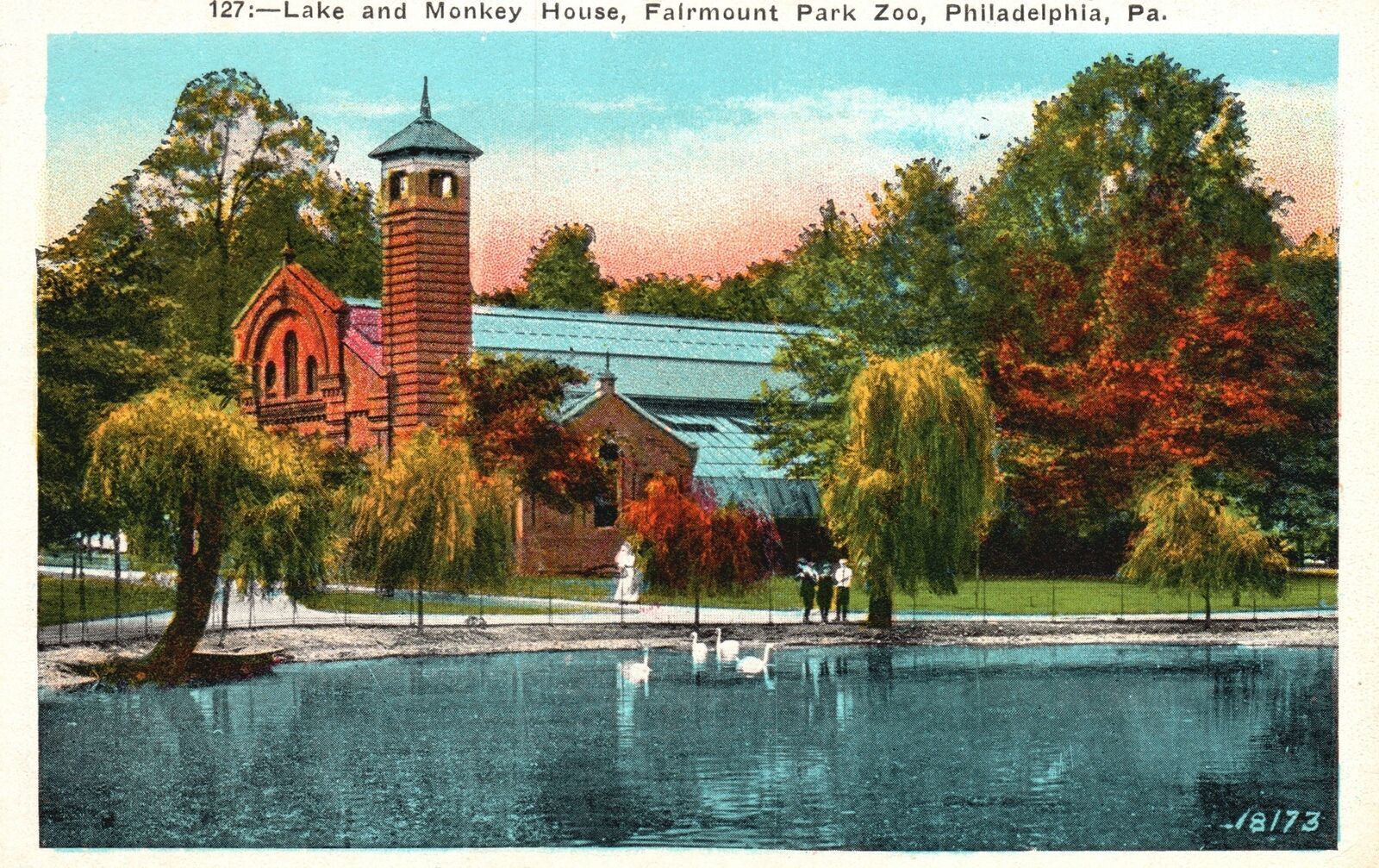 Vintage Postcard Lake Monkey House Fairmount Park Zoo Philadelphia ...