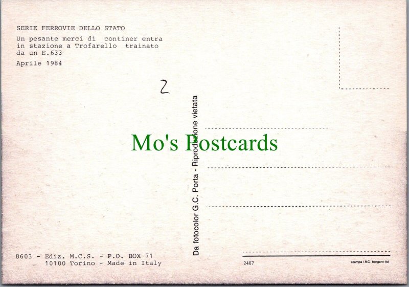 Railways Postcard - Trains - Un Pesante Merci Di Continer Entra.....Ref ...