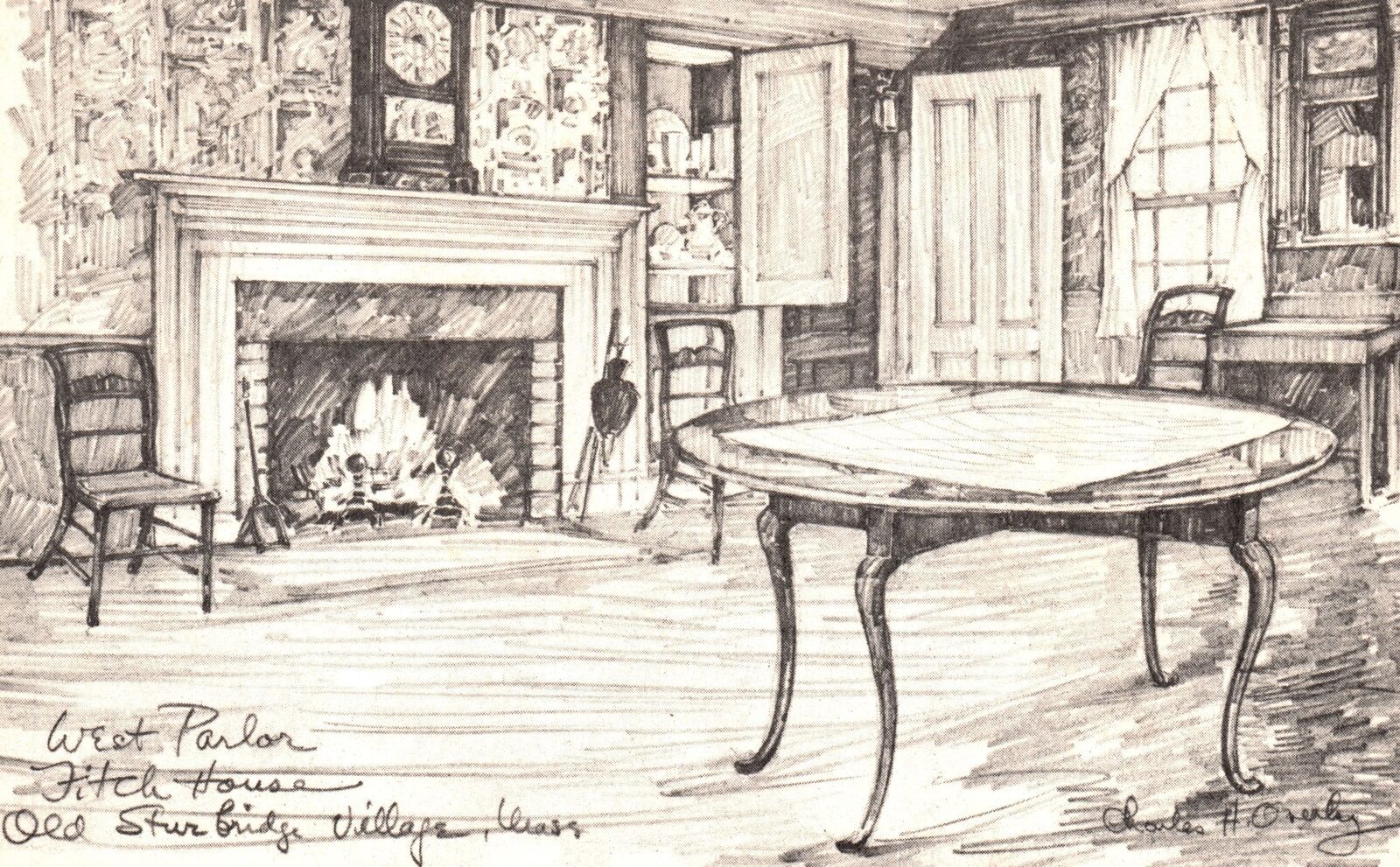 Vintage Postcard West Parlor Stephen Fitch House Sturbridge Mass ...
