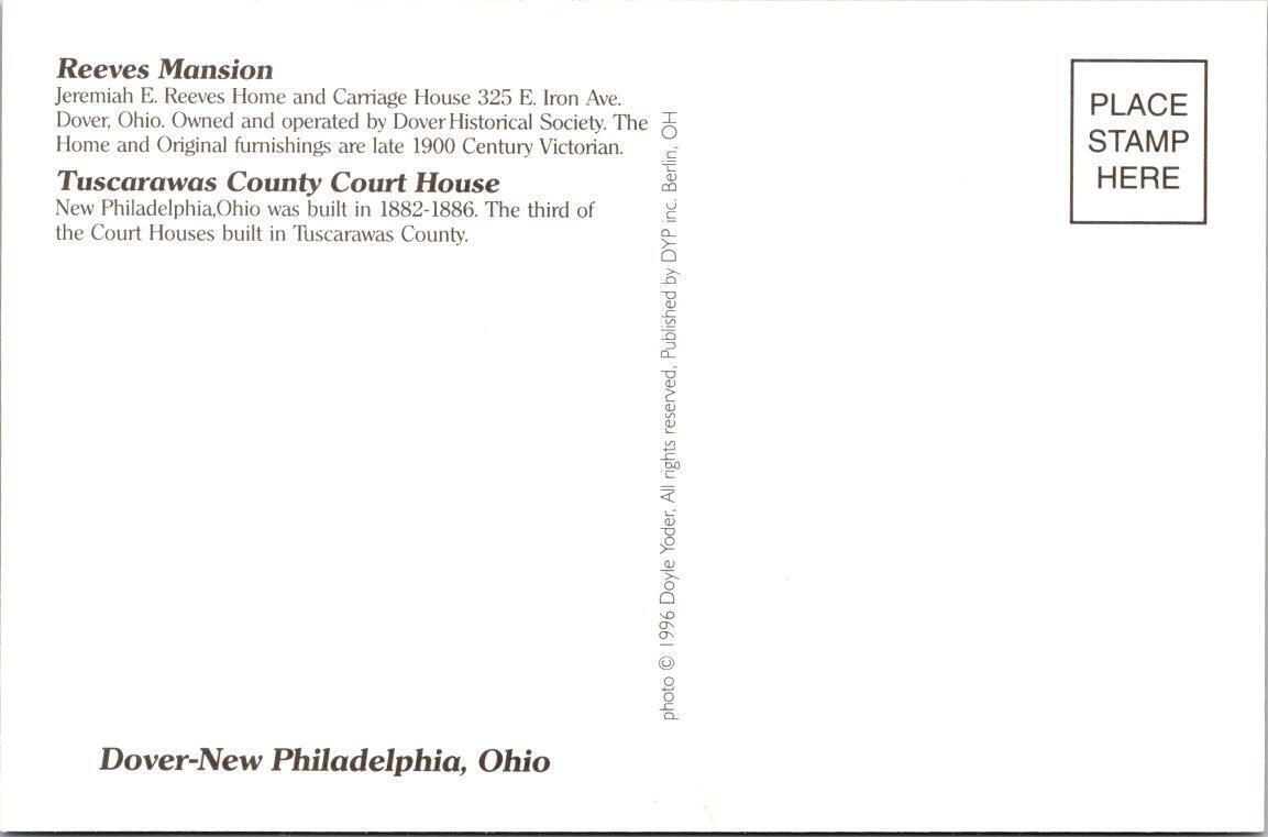 Dover~New Philadelphia OH Ohio COURT HOUSE/Civil War~REEVES MANSION 4X6 ...