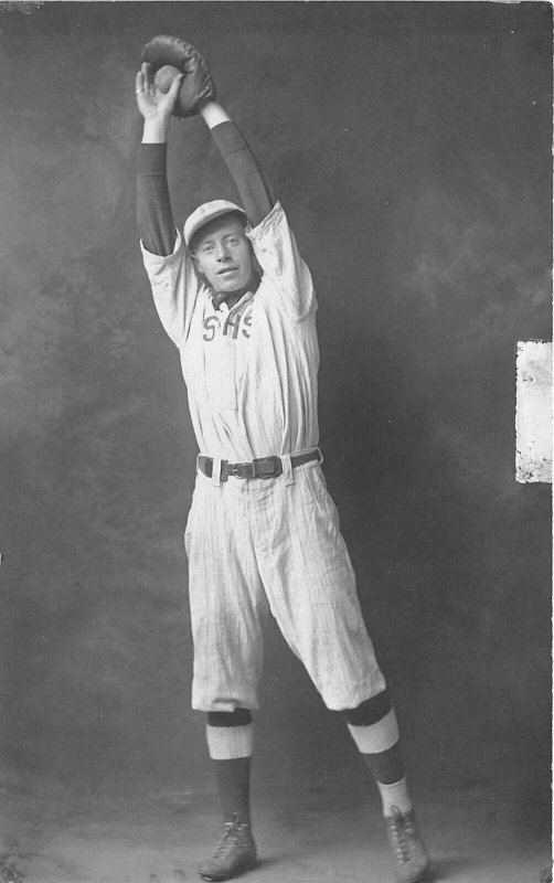 BASEBALL PLAYER Jack Hynes in Uniform c1915 RPPC Real Photo Postcard ...